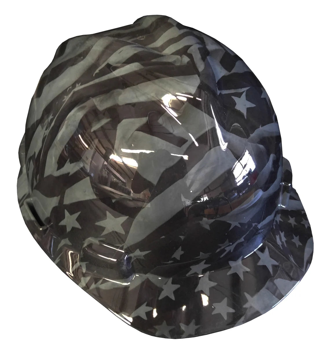 Hard Hat MSA V-Gard Cap Style Custom Gray Midnight American Flags ...